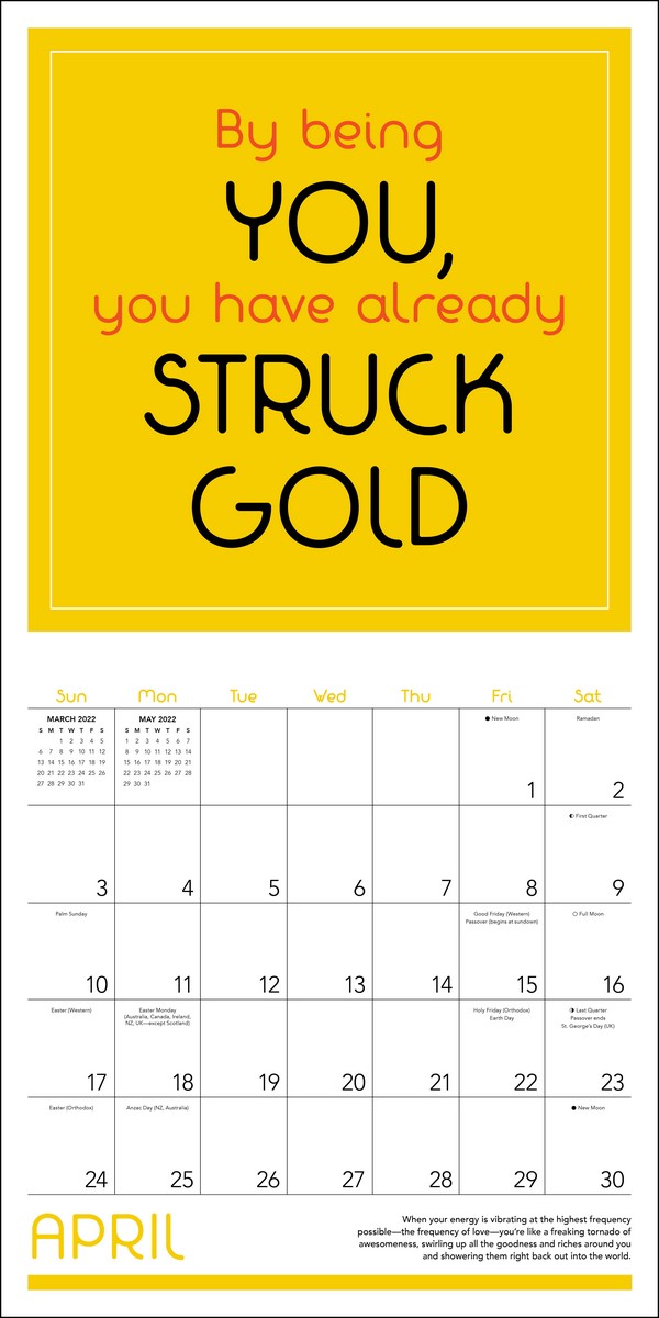 You Are a Badass - 2022 Wall Calendar, Monthly Inspiration and ...