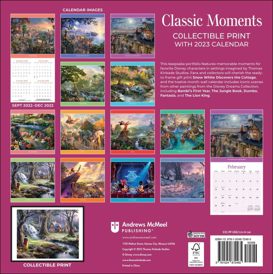 Disney Dreams Collection by Thomas Kinkade Studios - 2023 Wall Calendar ...