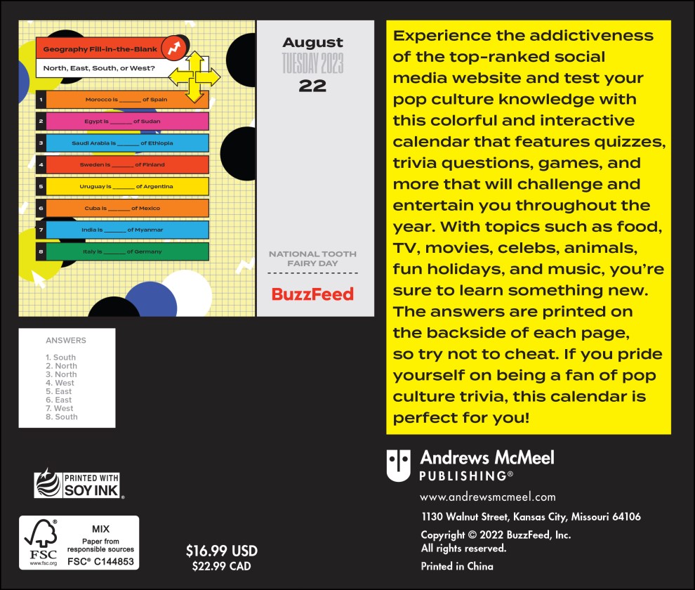 BuzzFeed 2023 Day-to-Day Calendar, Quizzes & Trivia by BuzzFeed ...