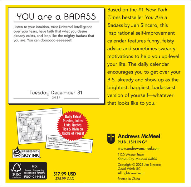 You Are a Badass - 2024 Daily Desk Calendar, New and Favorite ...