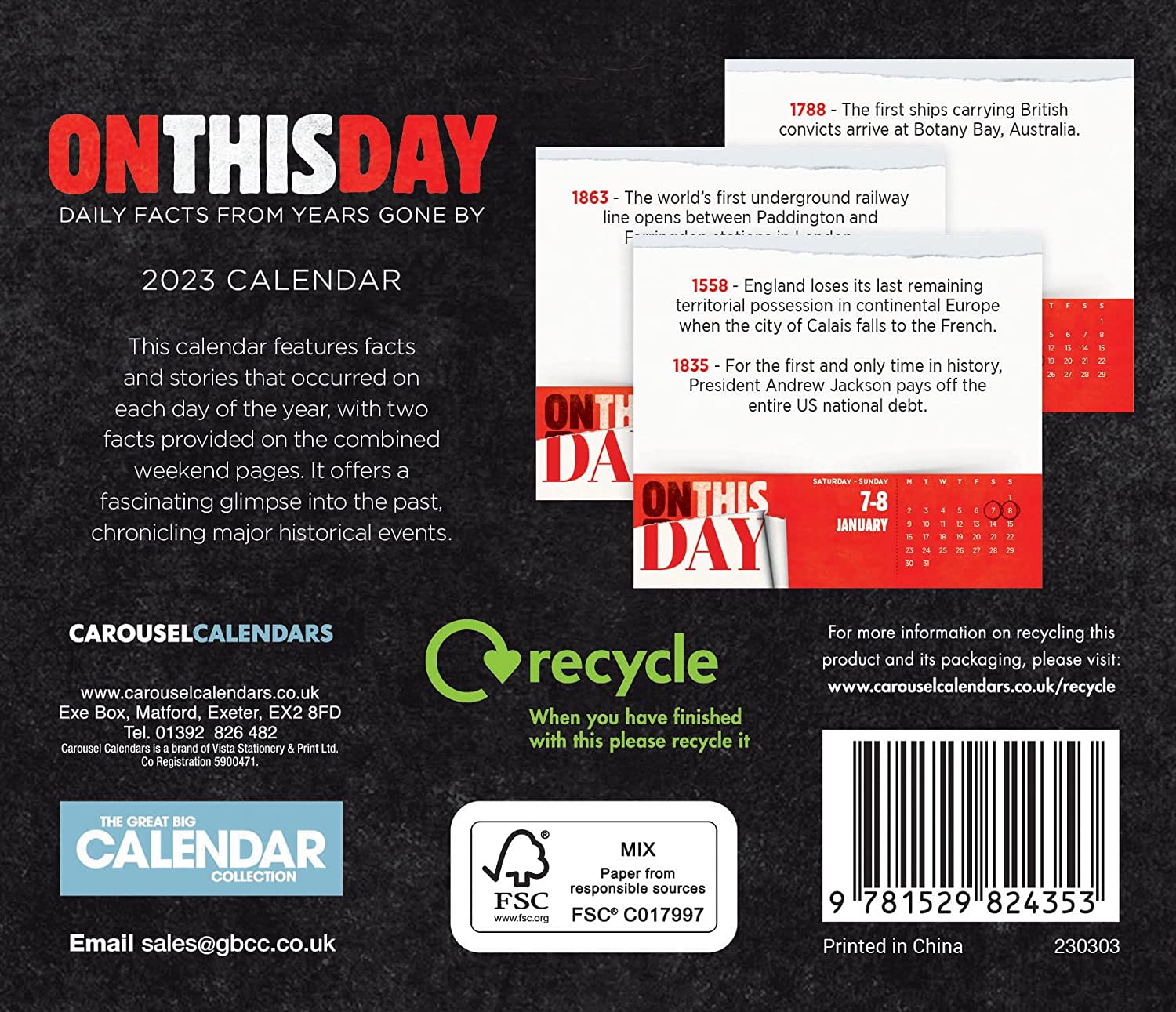 On This Day - 2023 Daily Desk Calendar, Daily Facts From Years Gone By ...