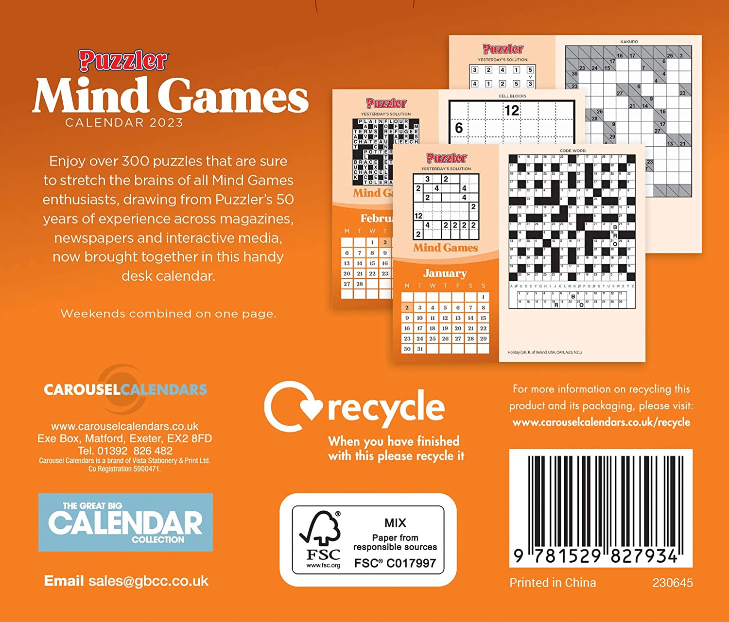 Mind Games - 2023 Daily Desk Calendar by Puzzler | 9781529827934 ...