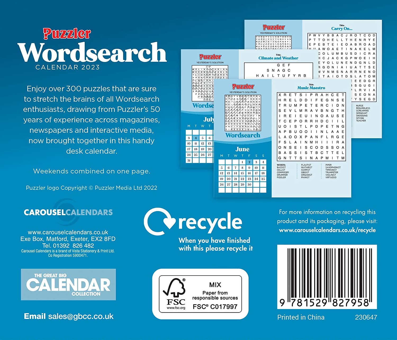 Word Search - 2023 Daily Desk Calendar by Puzzler | 9781529827958 ...