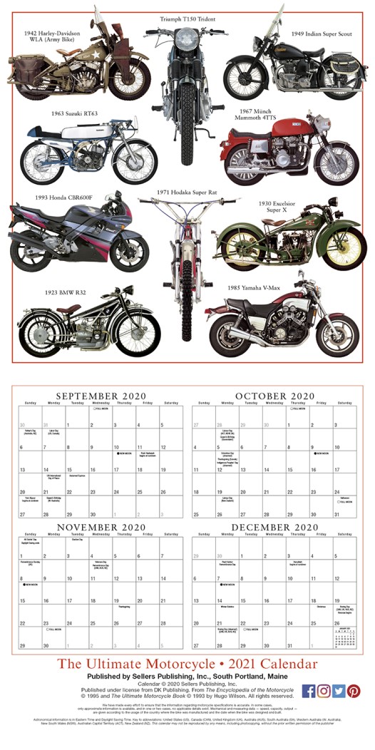 2021 the Ultimate Motorcycle 16-Month Wall Calendar by DK Publishing ...