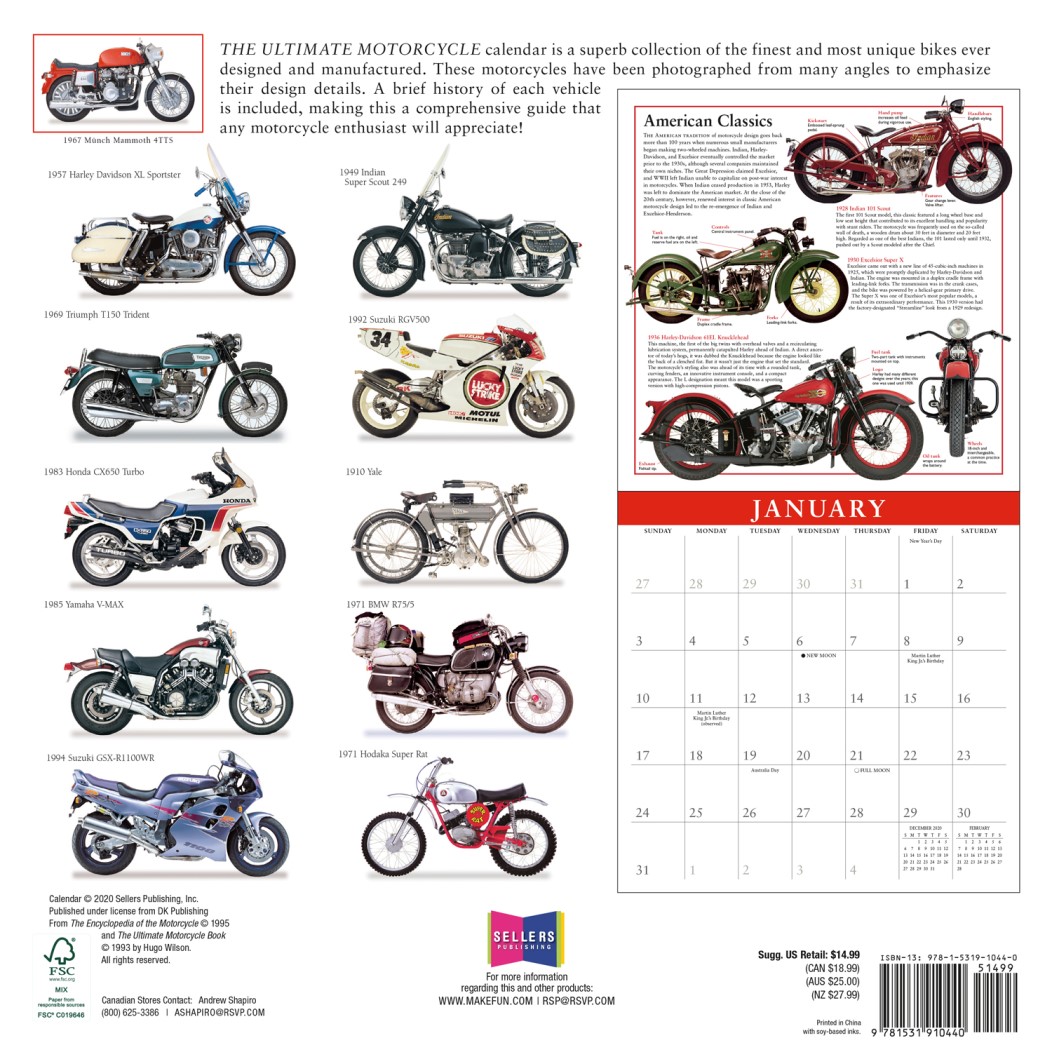 2021 the Ultimate Motorcycle 16-Month Wall Calendar by DK Publishing ...