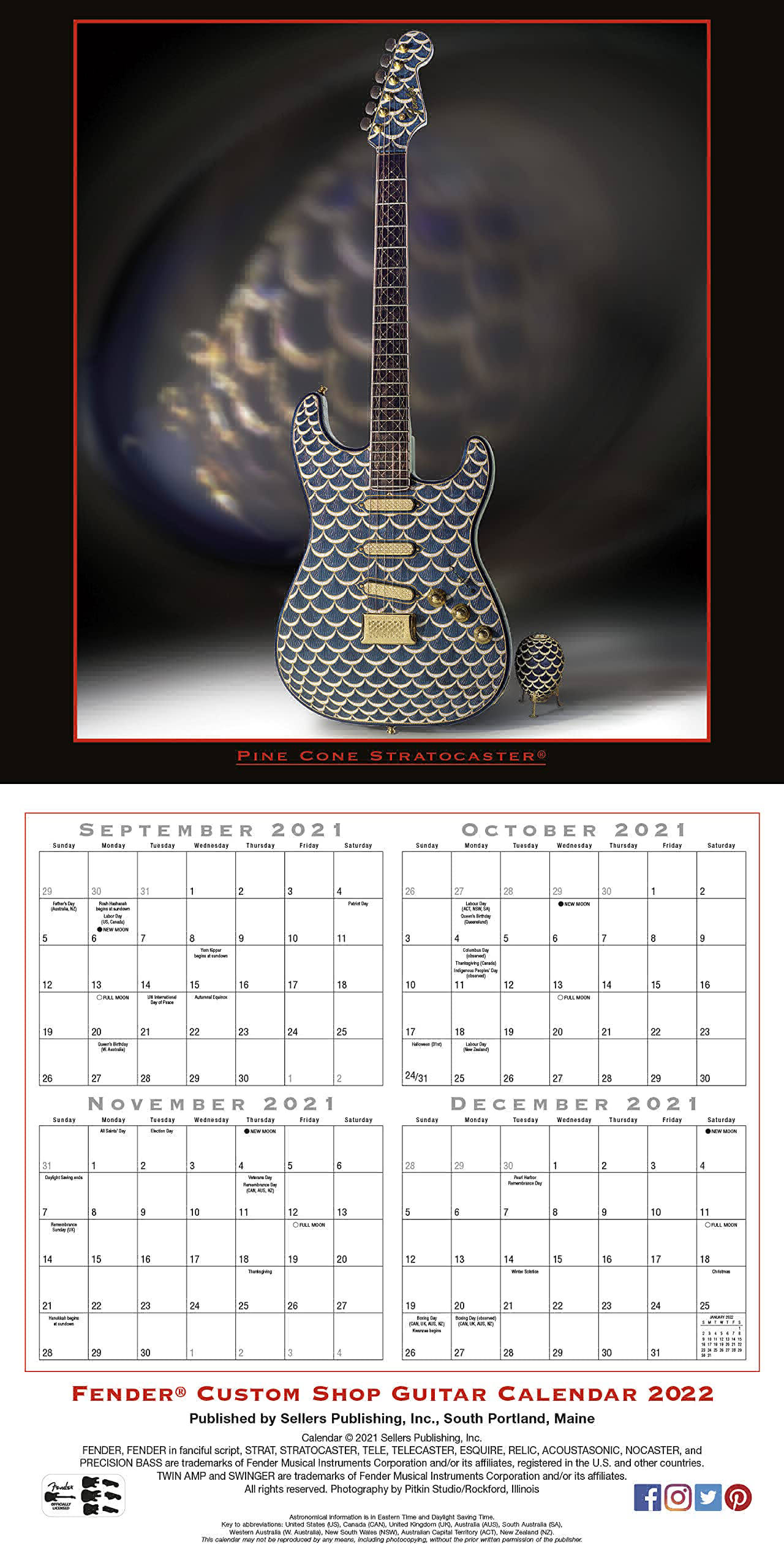 Fender Custom Shop Guitar - 2022 Wall Calendar by Fender Guitar ...