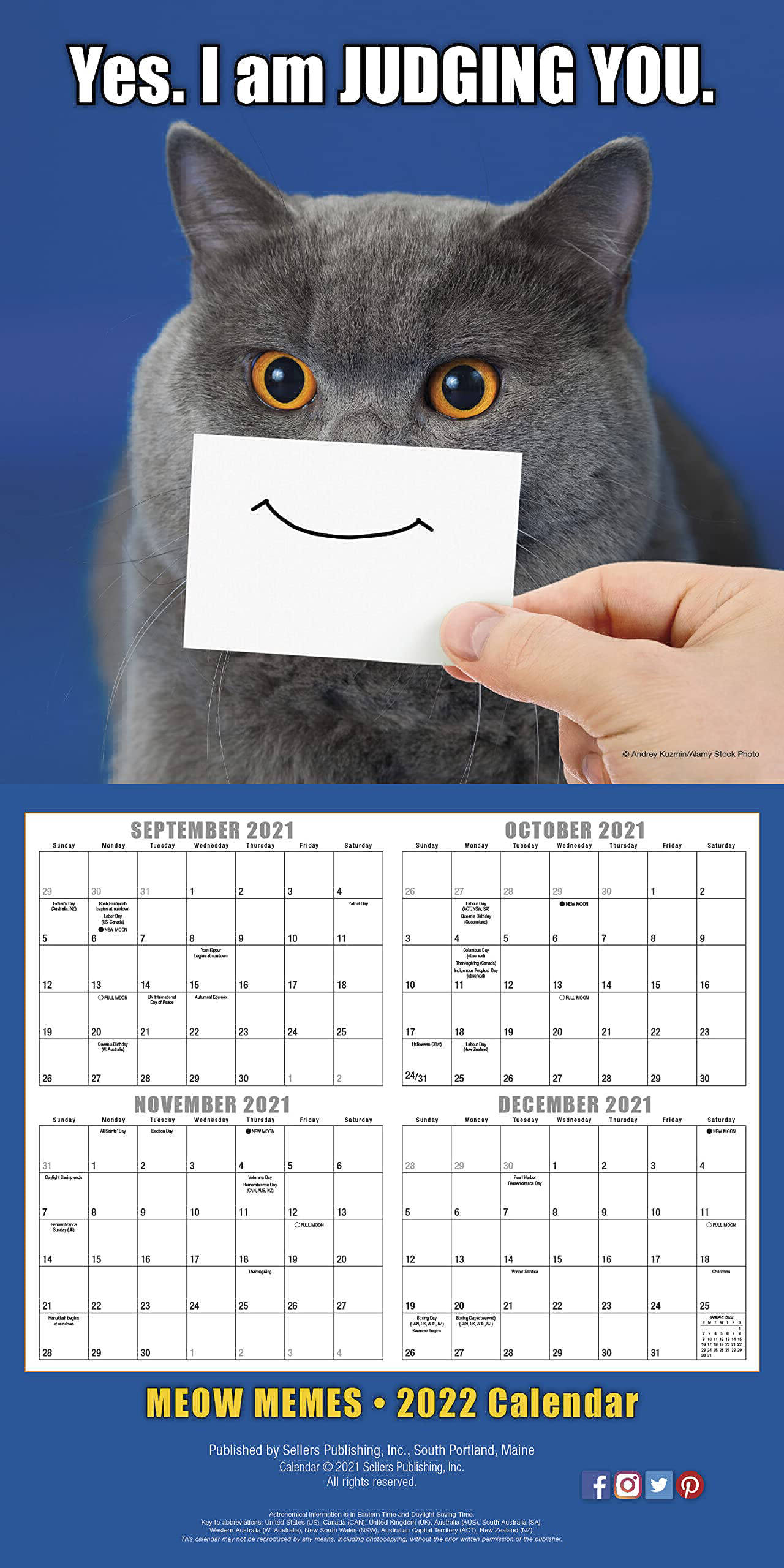 Meow Memes - 2022 Wall Calendar, Cat Wall Calendar by Sellers ...