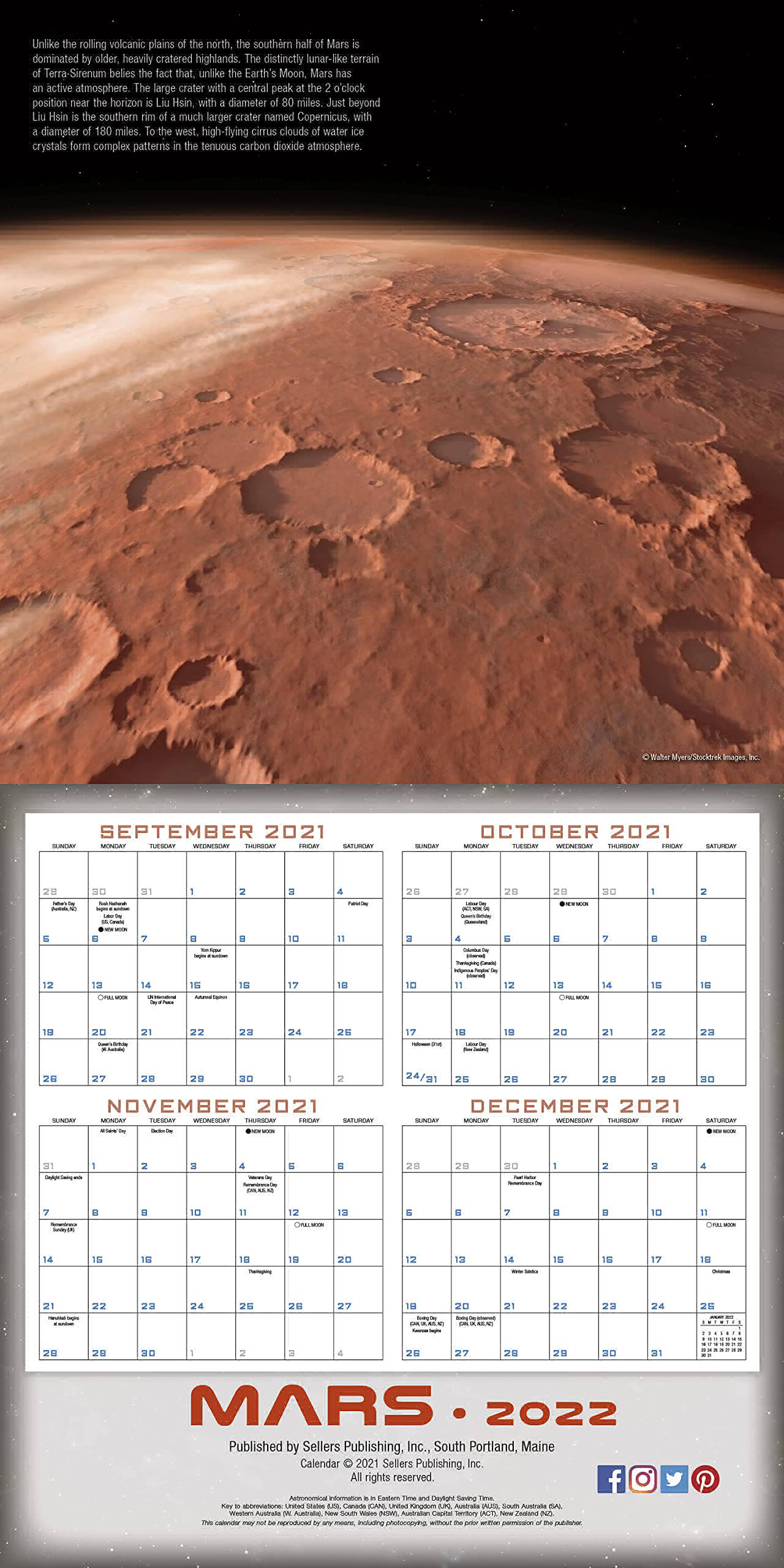 MARS - 2022 Wall Calendar by Sellers Publishing | 9781531912888 | Booktopia