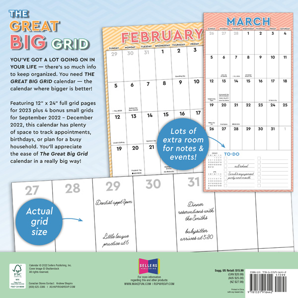 The Great Big Grid - 2023 Wall Calendar by Sellers Publishing ...