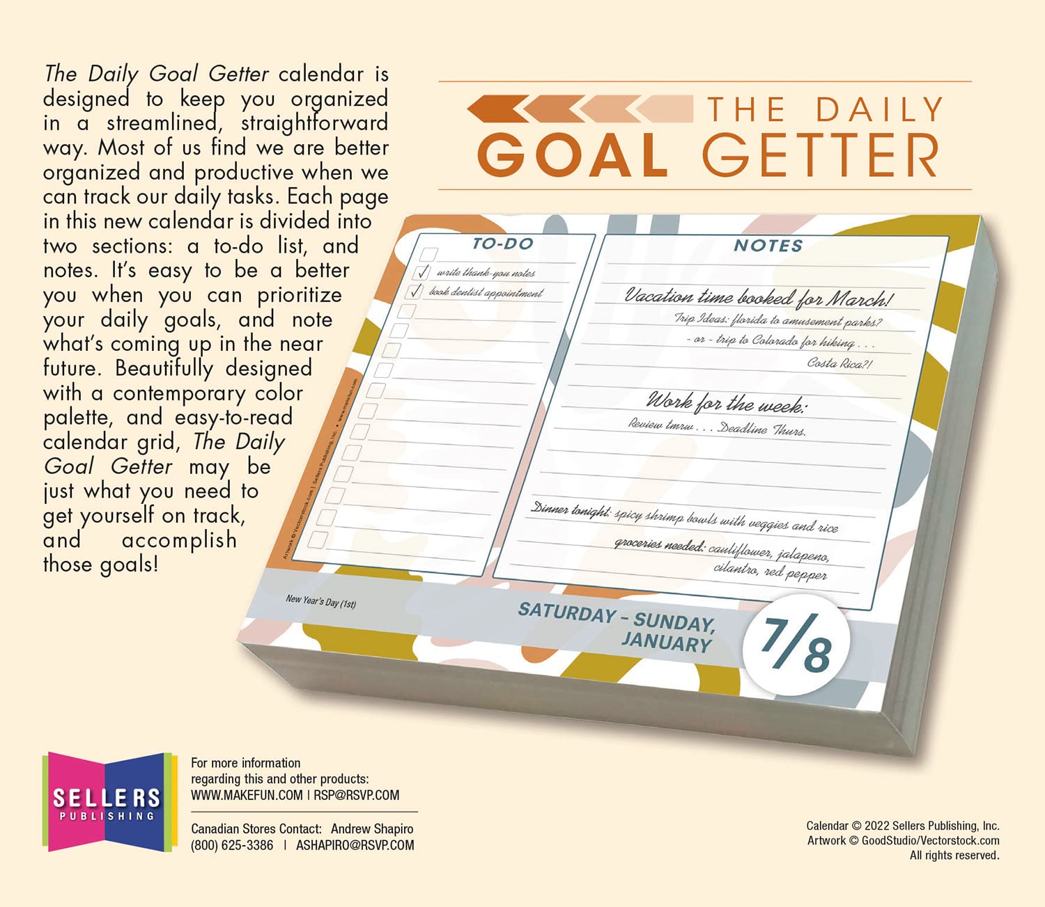 The Daily Goal Getter - 2023 Daily Desk Calendar, 12-Month Calendar ...