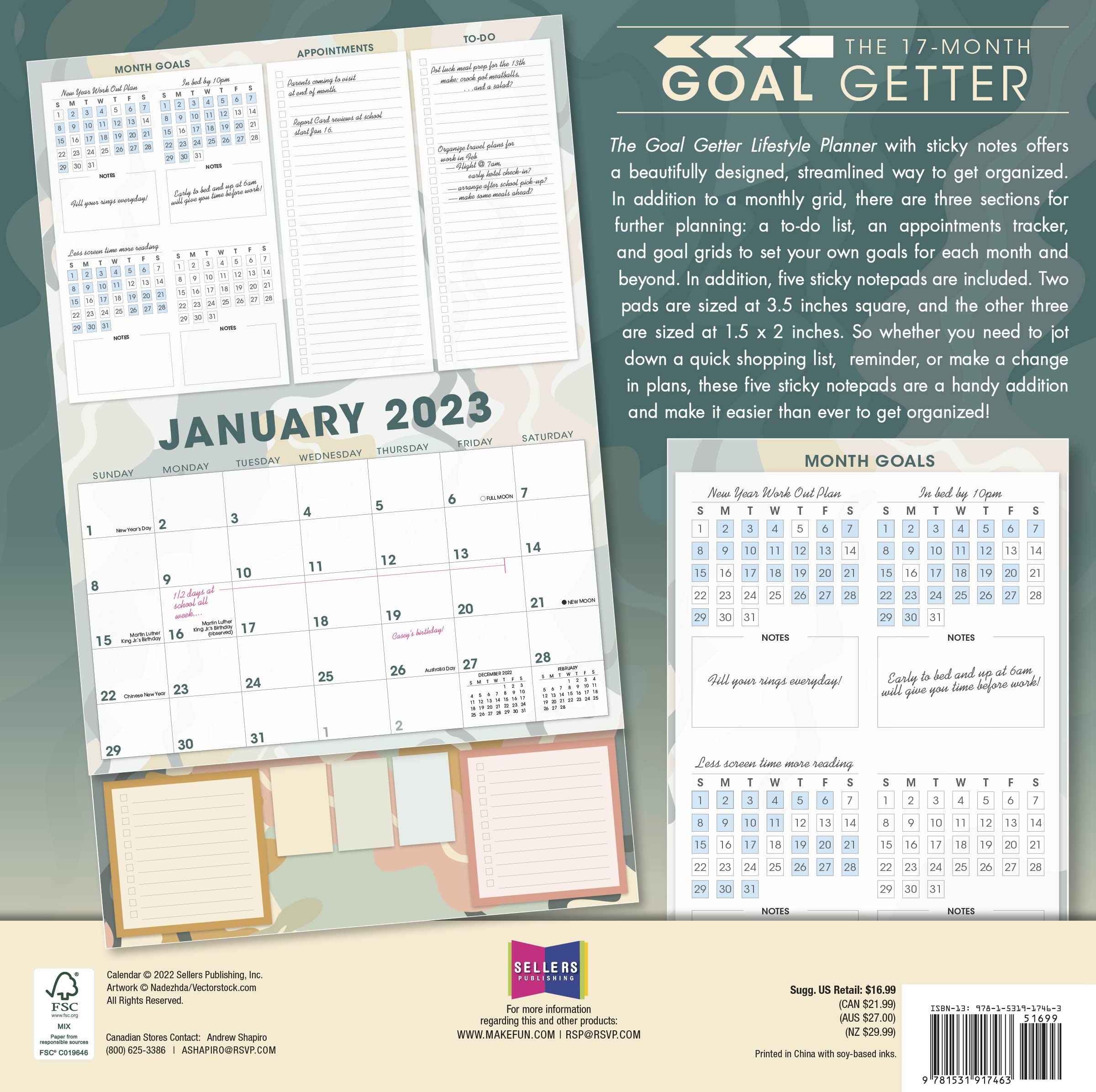 Goal Getter : 2023 Weekly & Monthly Lifestyle Planner , August 2022 ...