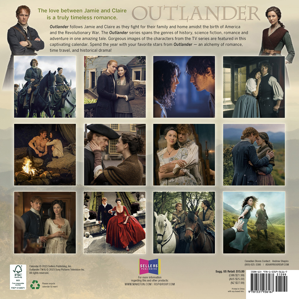 Outlander - 2024 Wall Calendar (16-Month) by Sellers Publishing ...