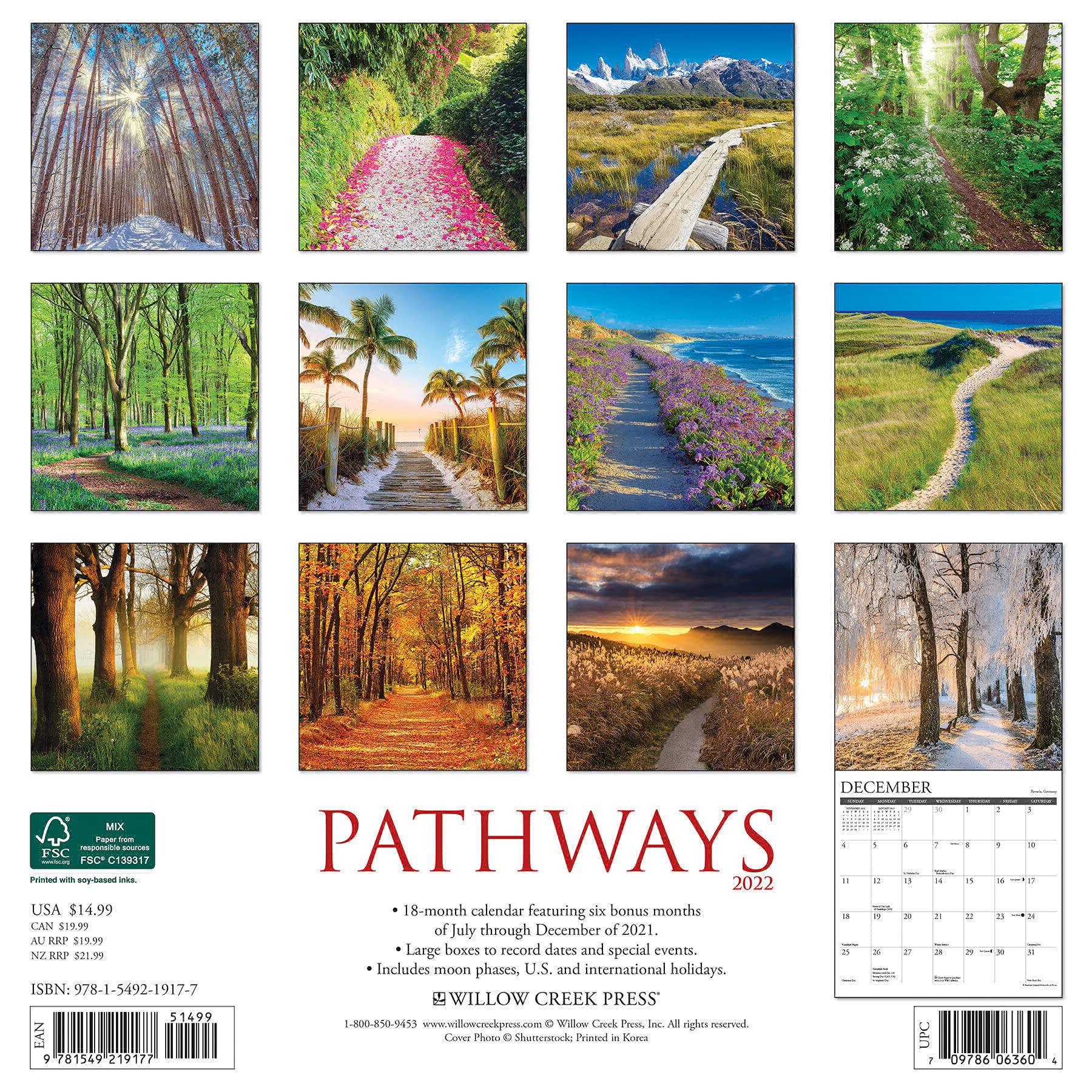 Pathways - 2022 Wall Calendar by Willow Creek Press | 9781549219177 ...