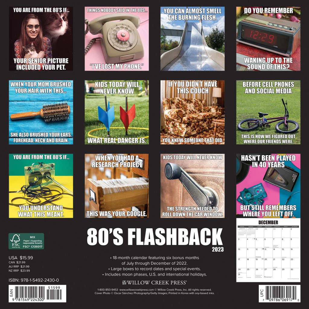 80's Flashback - 2023 Wall Calendar by Willow Creek Press ...