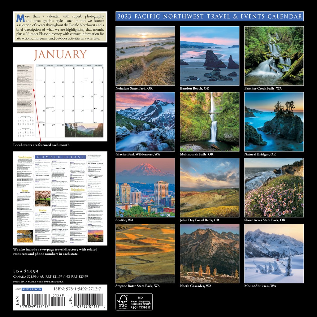 Pacific Northwest - 2023 Wall Calendar by Willow Creek Press ...
