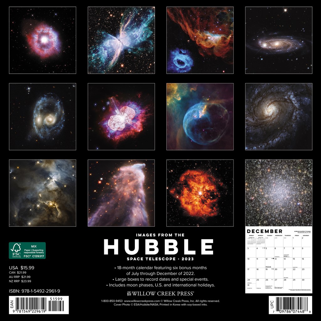 Images from the Hubble Space Telescope - 2023 Wall Calendar by Willow ...