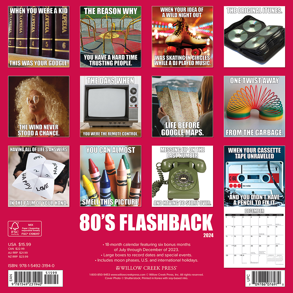 80's Flashback - 2024 Wall Calendar by Willow Creek Press ...