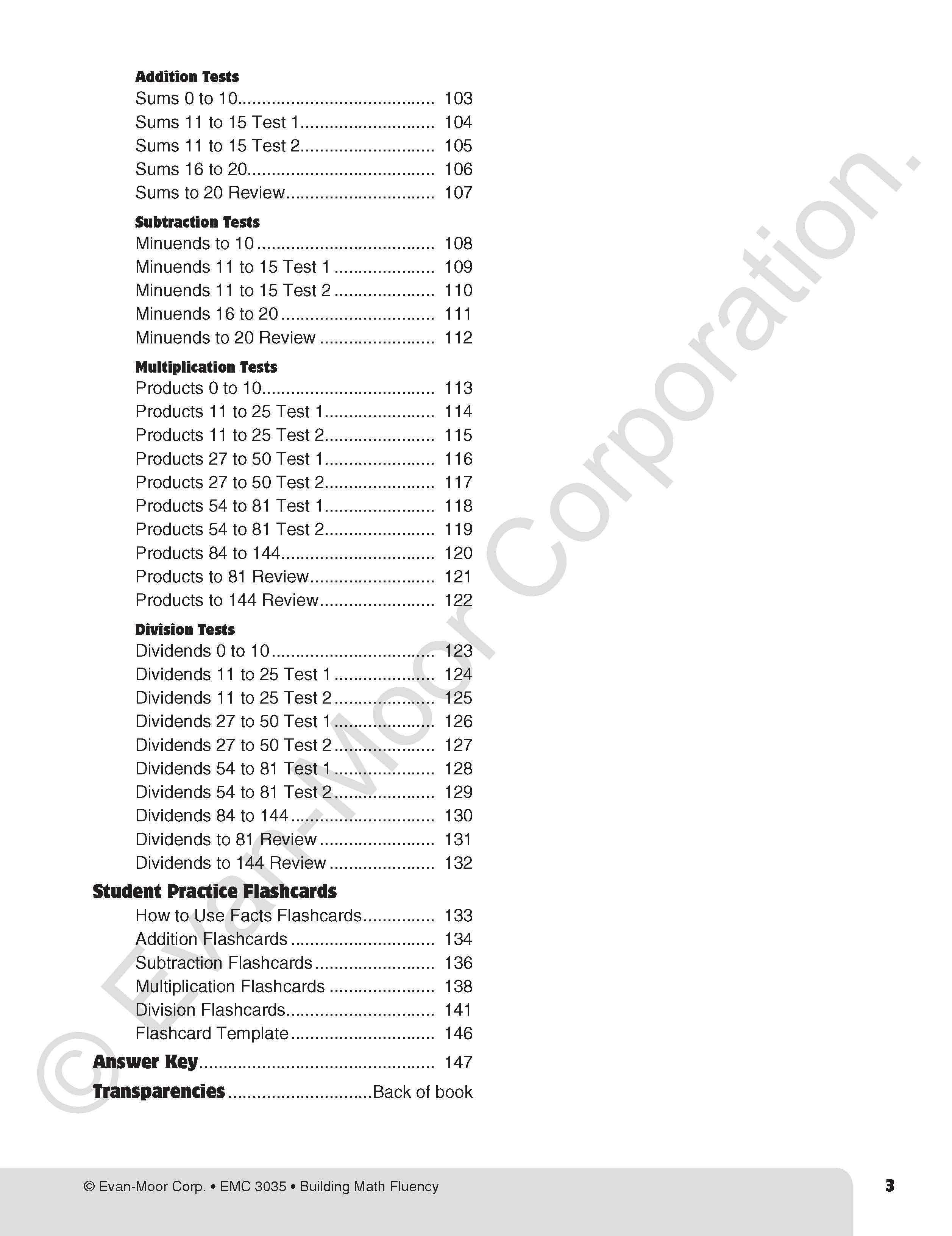 Building Math Fluency, Grade 3 Teacher Resource by Evan-Moor ...