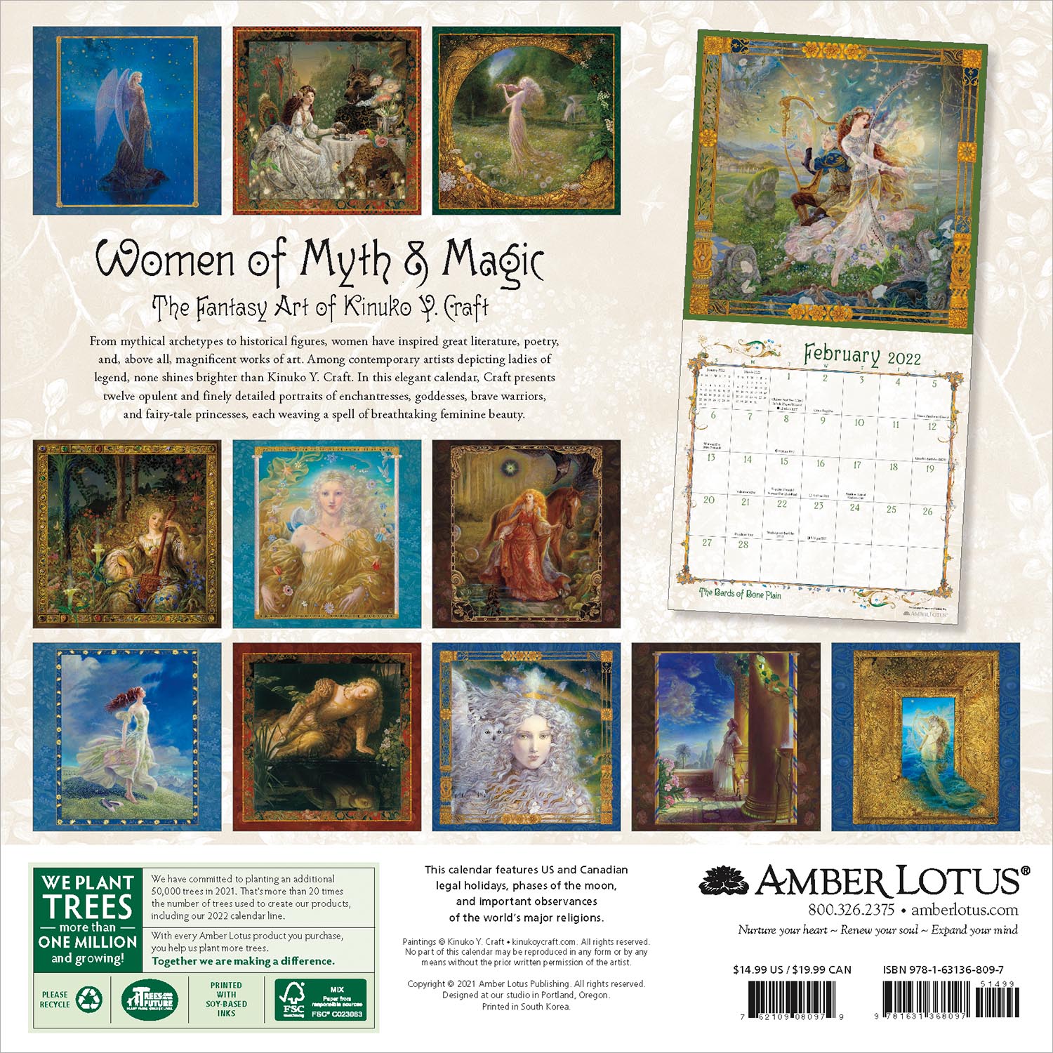 Women of Myth & Magic - 2022 Fantasy Art Wall Calendar by Kinuko Y ...