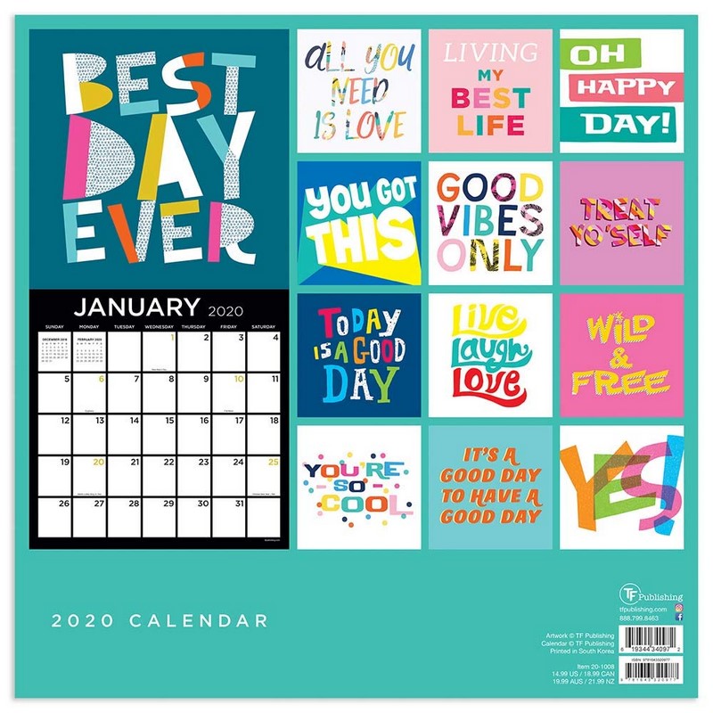 Good Vibes Only - 2020 Wall Calendar by TF Publishing | 9781643320977 ...