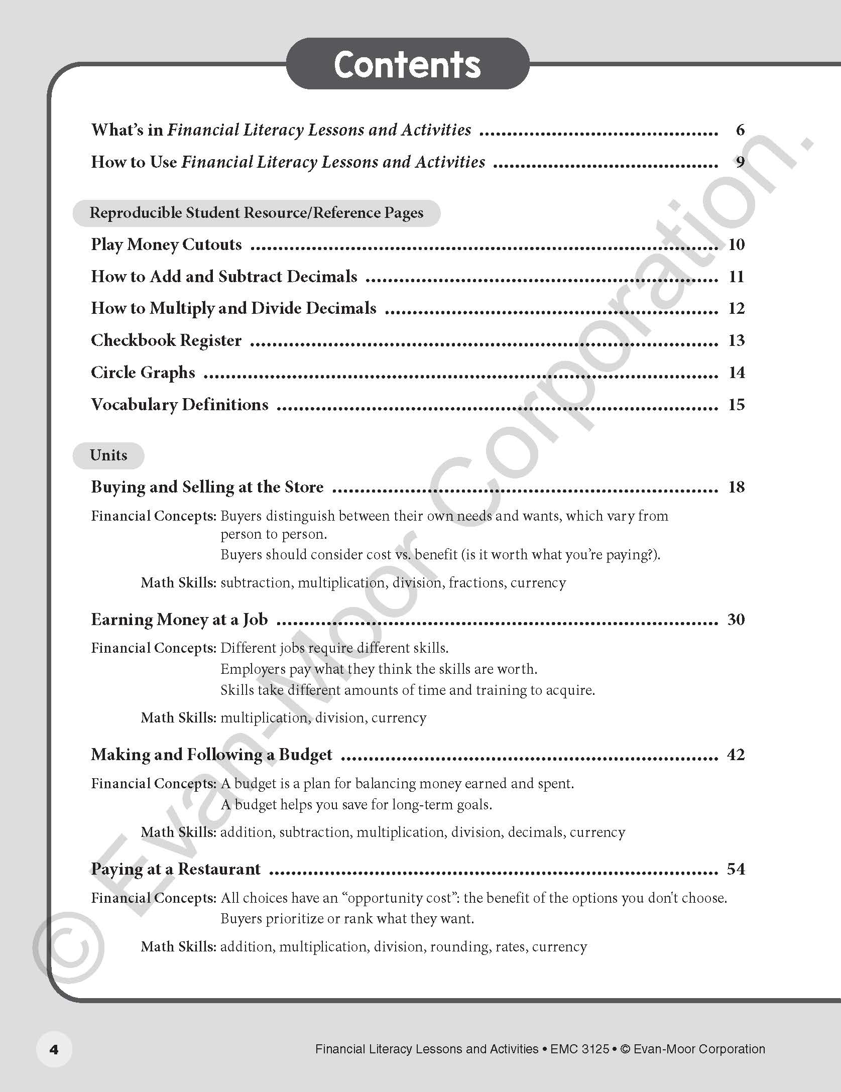 Financial Literacy Lessons and Activities, Grade 5 Teacher Resource ...