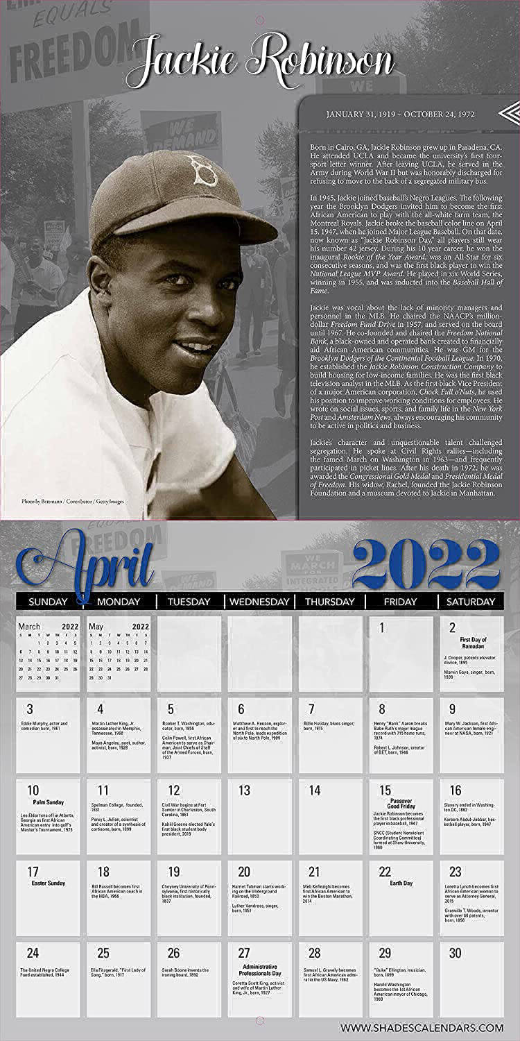 Black History - 2022 Wall Calendar, Champions of Equality by Shades of ...