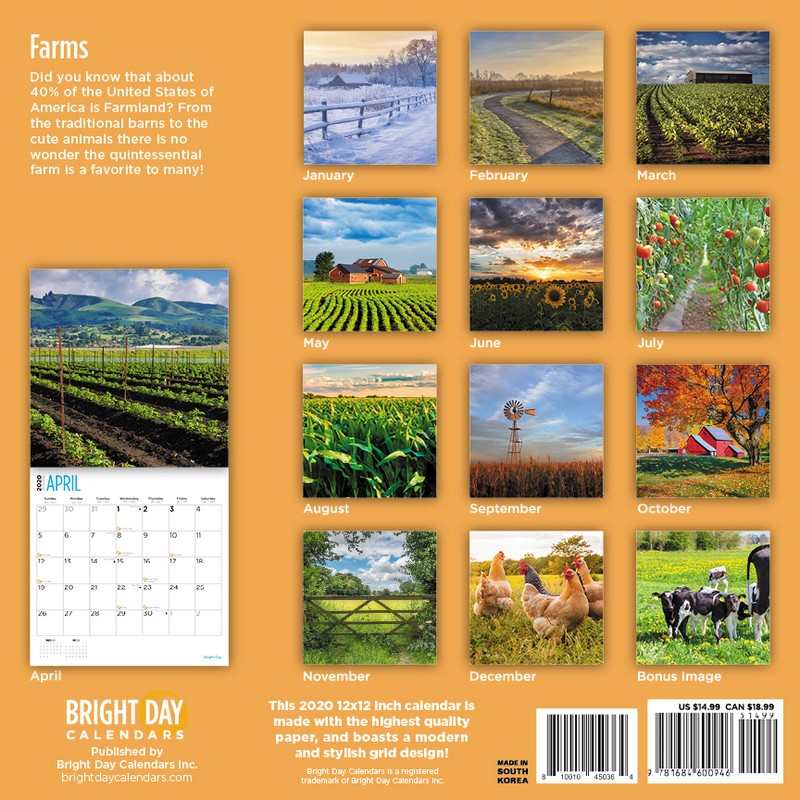 Farms - 2020 Wall Calendar by Bright Day | 9781684600946 | Booktopia