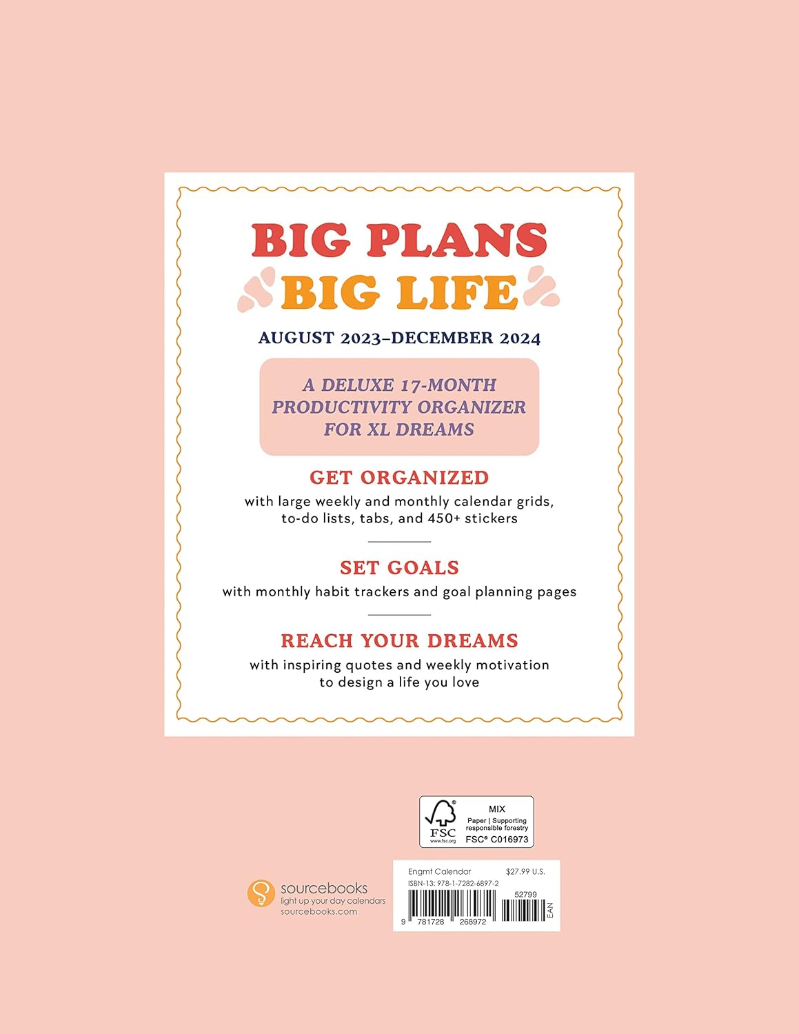 Make Big Things Happen - Large Monthly 2024 Planner, A Deluxe 17-Month ...