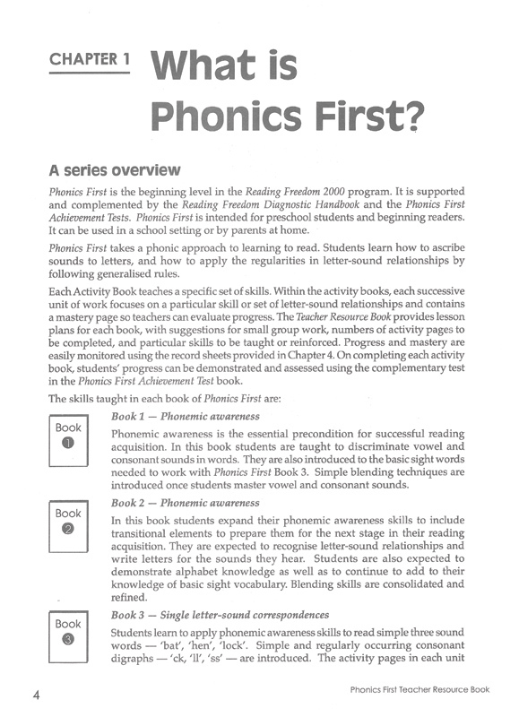 Phonics First : Teacher Resource Book, Reading Freedom 2000 by Hunter ...