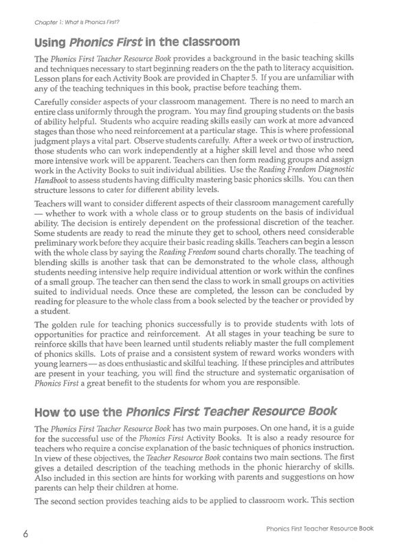 Phonics First : Teacher Resource Book, Reading Freedom 2000 by Hunter ...