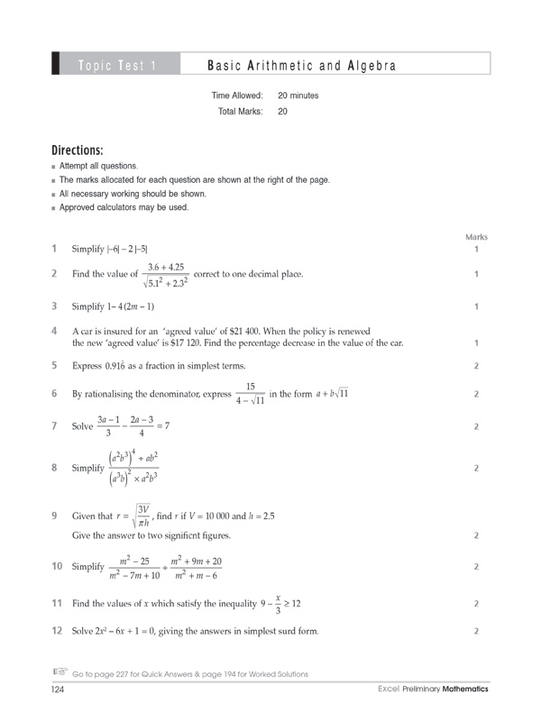 Excel Preliminary Mathematics Year 11, Excel by Excel | 9781740202558 ...