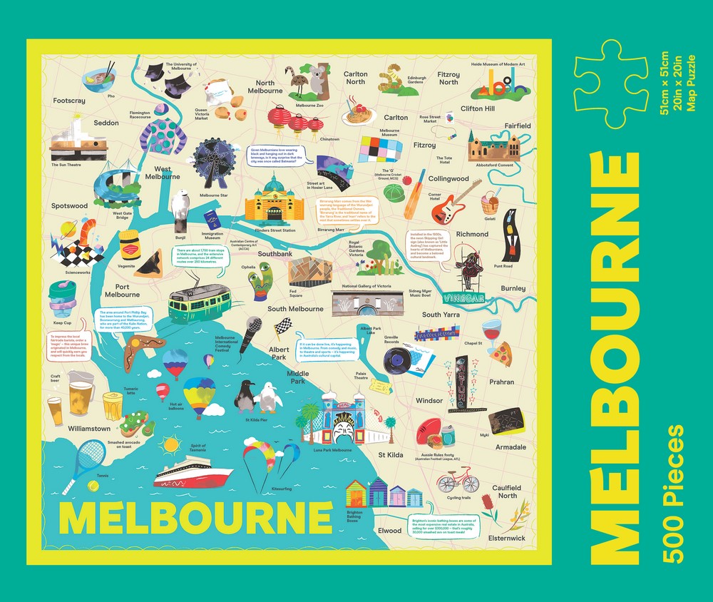 Melbourne Map Puzzle, 500-Piece Jigsaw Puzzle by Hardie Grant Explore ...