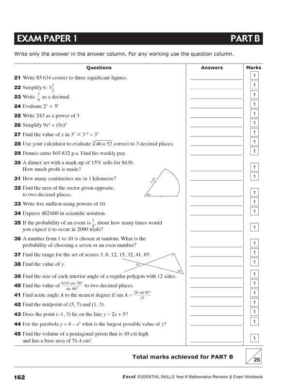 Mathematics Revision & Exam Workbook Year 9, Excel Essential Skills by ...
