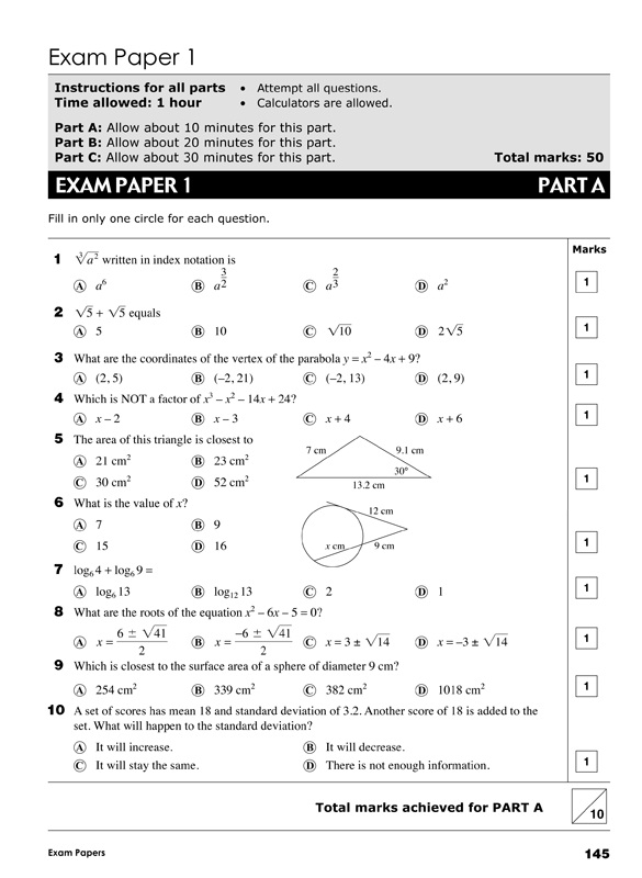 Advanced Mathematics Revision & Exam Workbook - Year 10, Excel ...