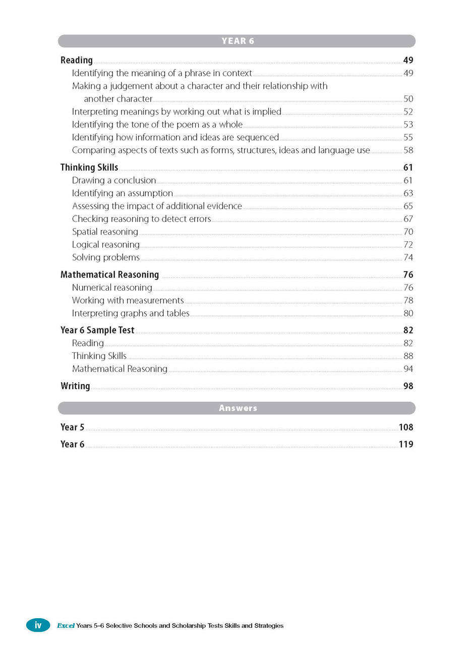Excel Selective Schools & Scholarship Tests Skills & Strategies Years 5 ...