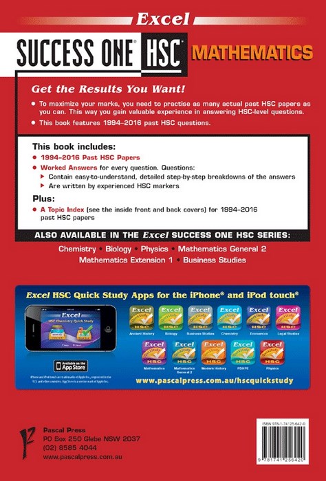 Excel Success One - HSC Mathematics 2017 Edition, Excel Success One HSC ...