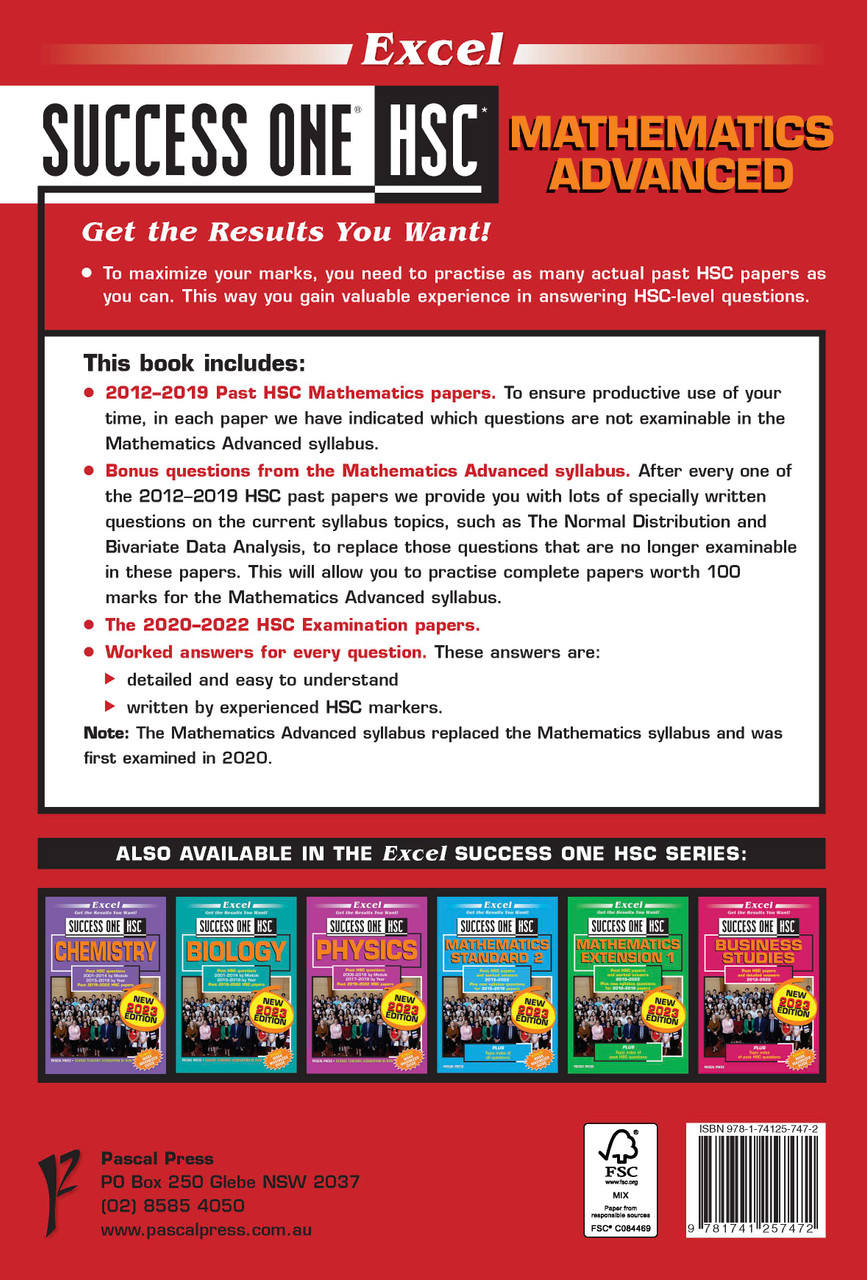 Excel Success One HSC Mathematics Advanced 2023 Edition by 2023 ...