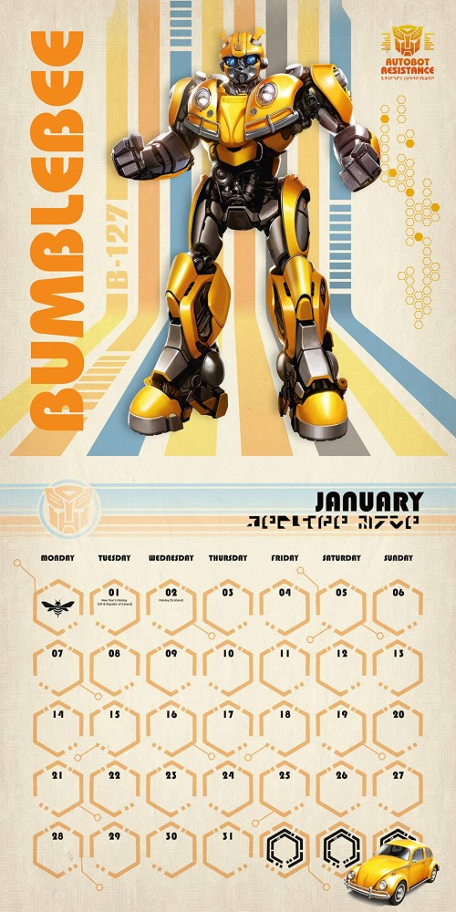 Transformers Bumblebee Official 2019 Calendar - Square Wall Calendar ...