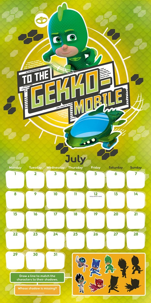 PJ Masks Official 2019 Calendar - Square Wall Calendar Format, 2019 ...