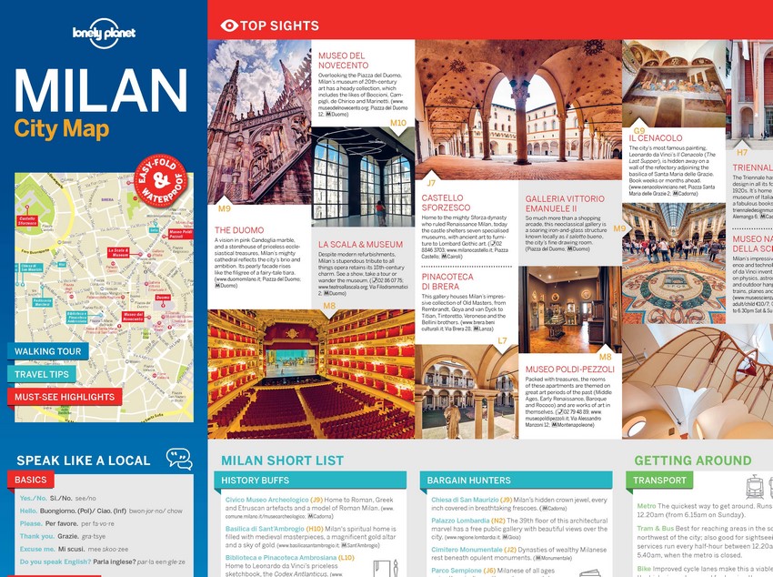 Milan City Map, Lonely Planet Travel Guide : 1st Edition by Lonely ...