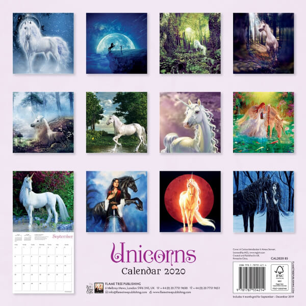 Unicorns Wall Calendar 2020 (Art Calendar) by Flame Tree Studio ...