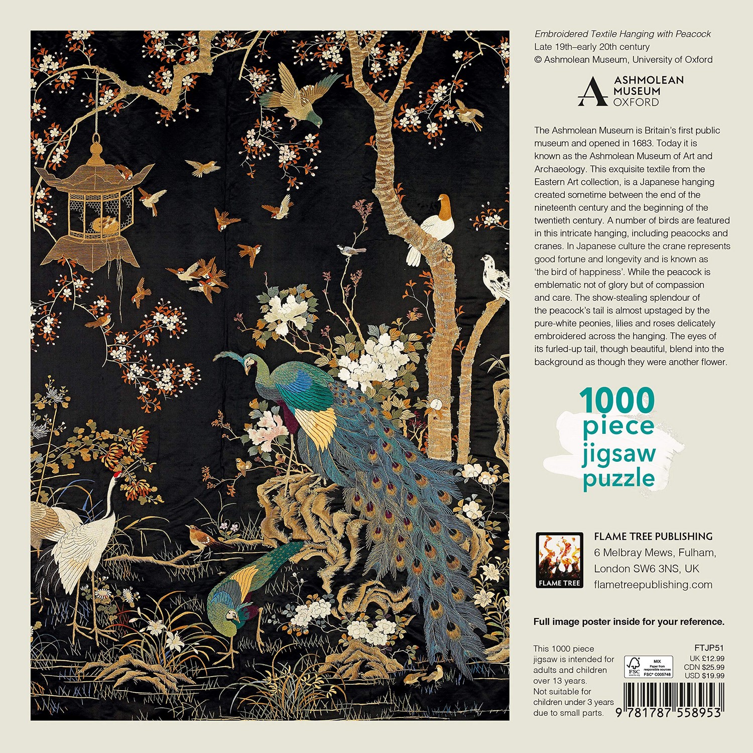 Ashmolean Museum: Embroideered hanging with Peacock - Puzzle, 1000 ...