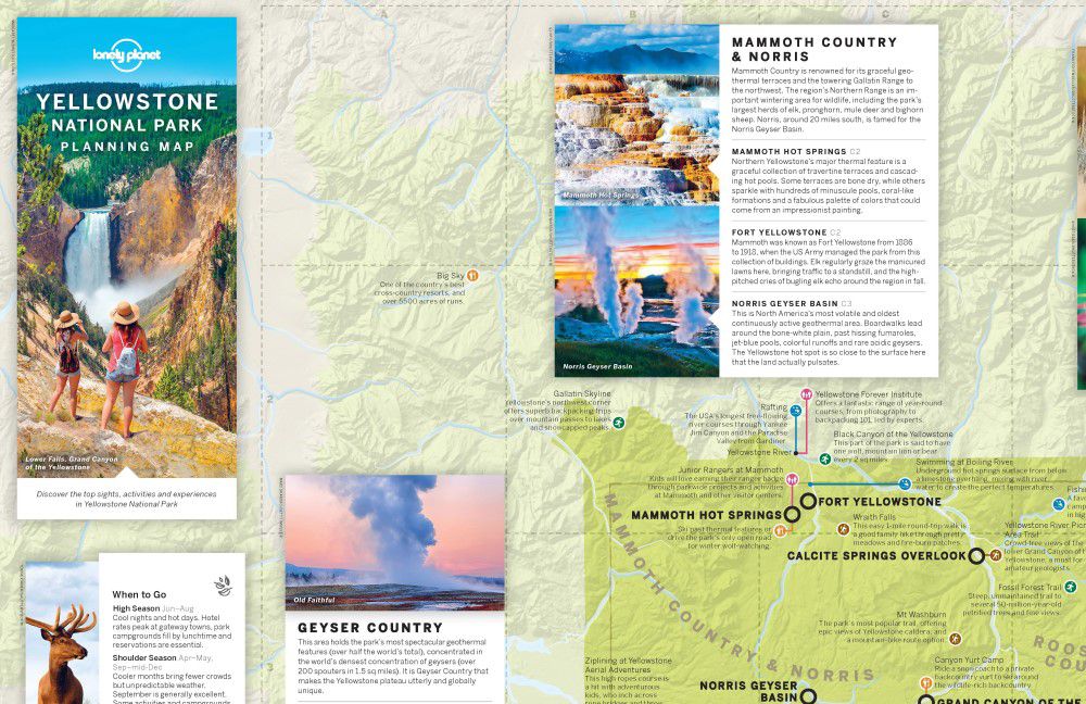 Yellowstone National Park Planning Map, Lonely Planet Travel Guide ...