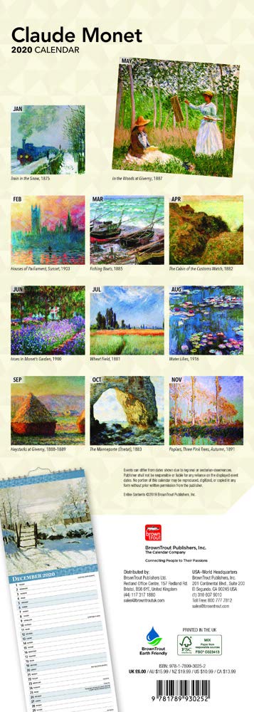 Claude Monet 2020 Slim Calendar by Browntrout Publishing ...