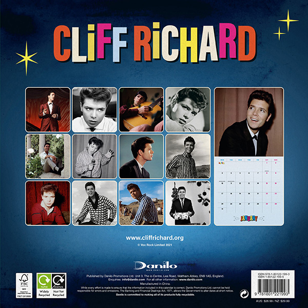 The Cliff Richard Collector's Edition - 2023 Wall Calendar, With Record ...