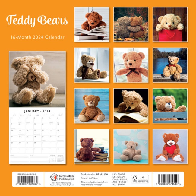 Teddy Bears - 2024 Wall Calendar by Red Robin Publishing Ltd ...