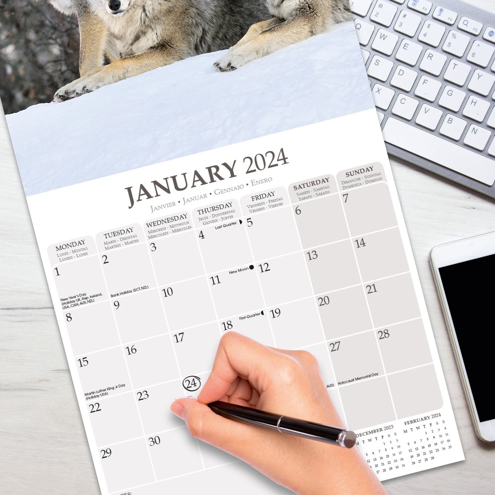 Wolves - 2024 Wall Calendar, 16-Month Animal Wall Calendar by Avonside ...
