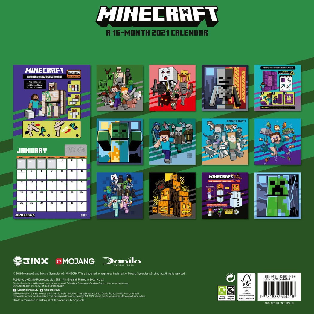 Minecraft 2021 Calendar - Official Square Wall Format Calendar by ...