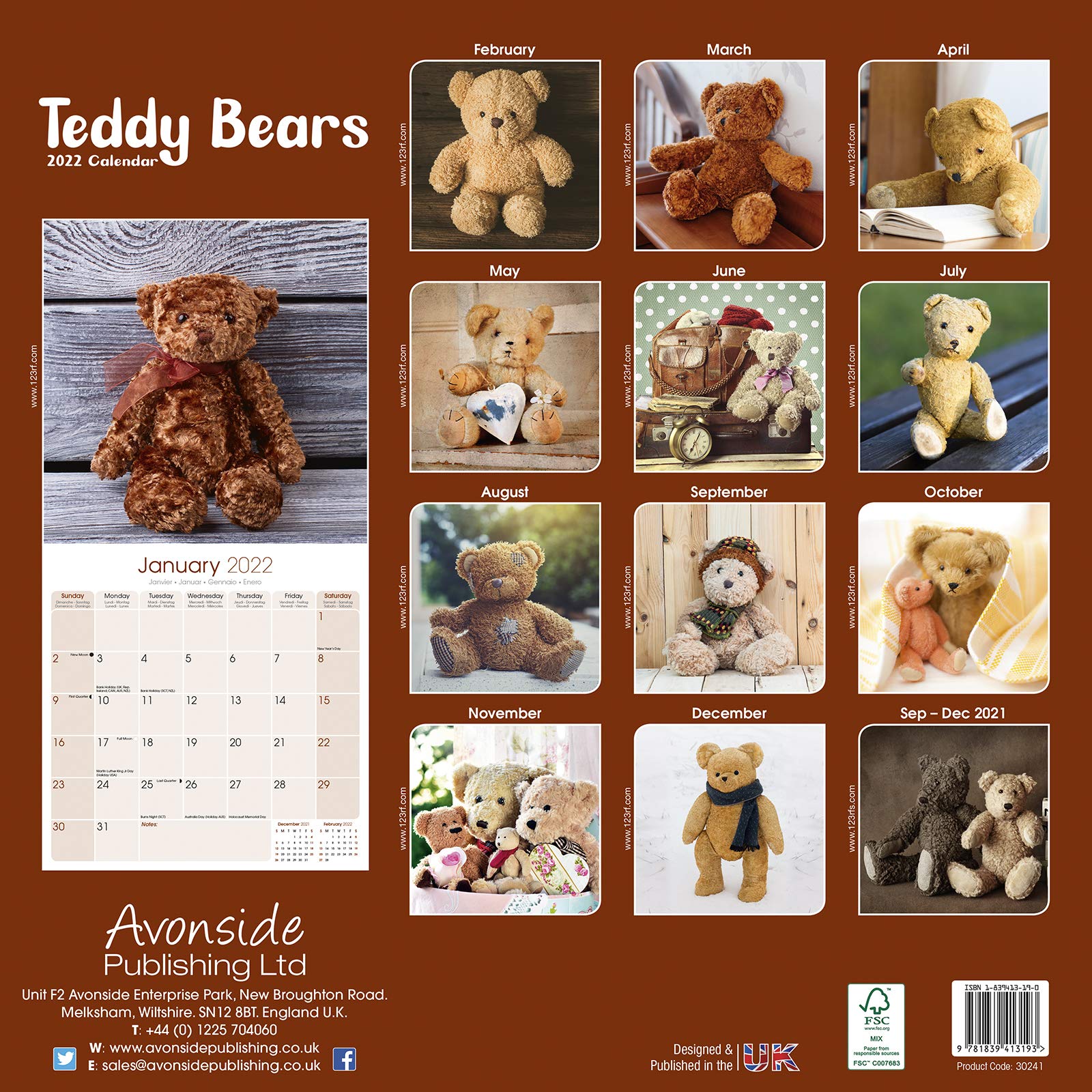 Teddy Bears - 2022 Wall Calendar by Avonside Publishing Ltd ...