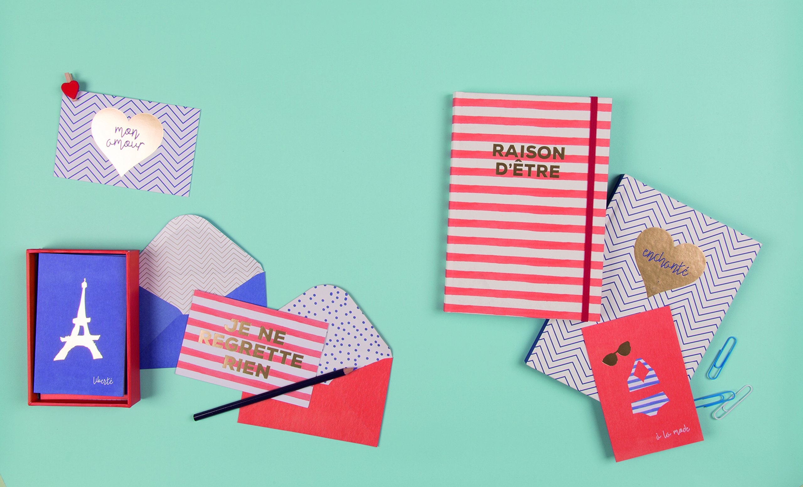 French Stationery : Boxed Notecards, 16 cards in 4 designs with printed ...